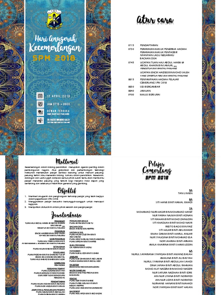Buku Program Hari Anugerah Kecemerlangan SPM 2018 | PDF