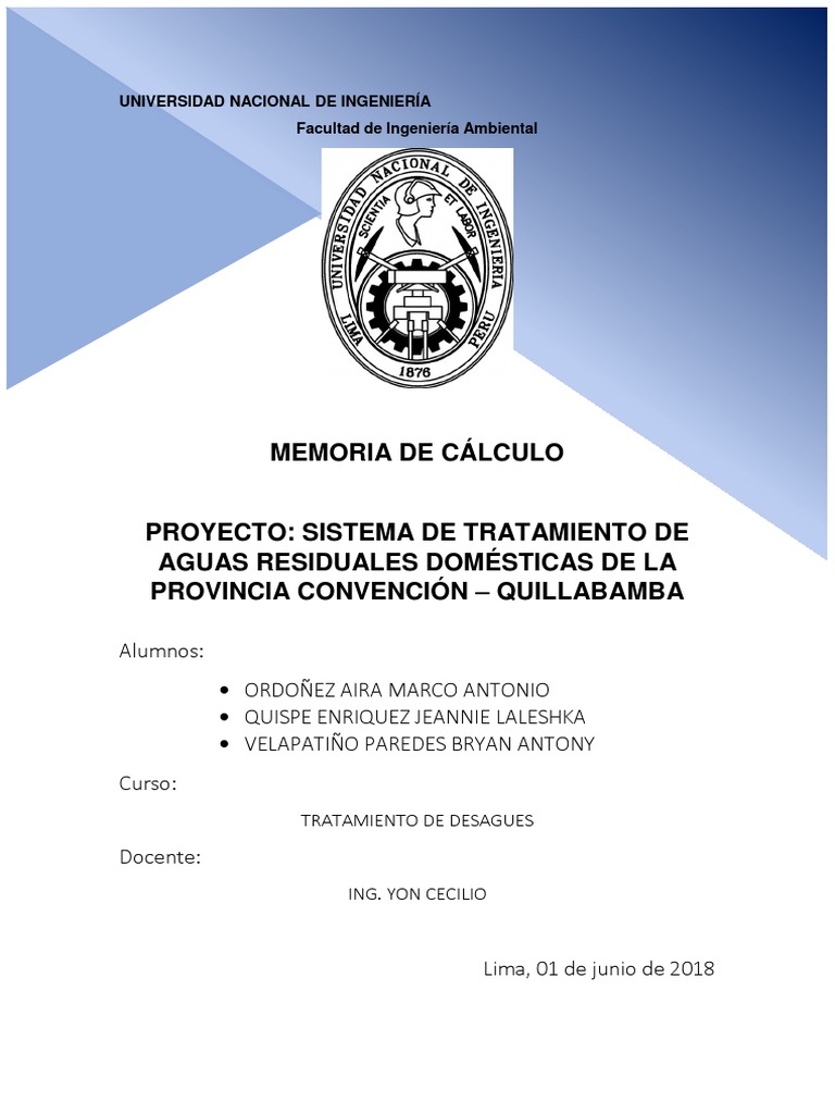 Memoria Cálculo PTAR | PDF | Cantidad | Ciencias fisicas Memoria Cálculo PTAR | PDF | Cantidad | Ciencias fisicas