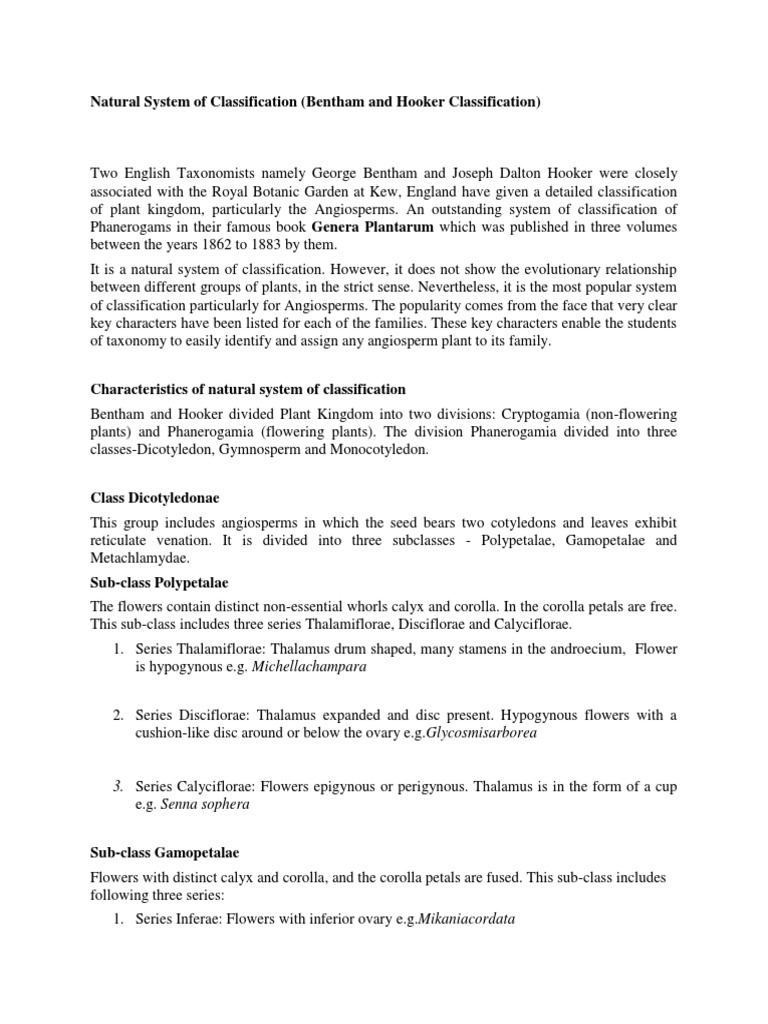 Natural System of Classification | PDF | Seed | Petal