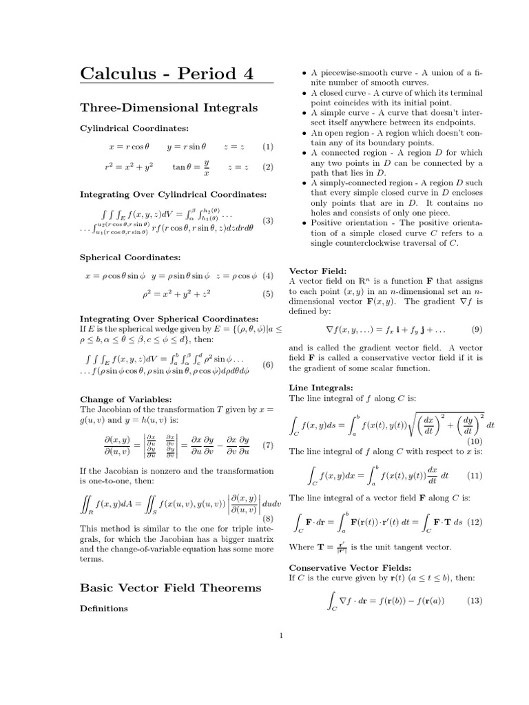 Calculus Period 4 | PDF | Divergence | Gradient