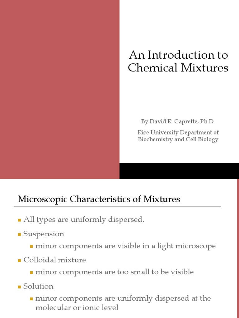 An Introduction To Chemical Mixtures | PDF | Solution | Solvent