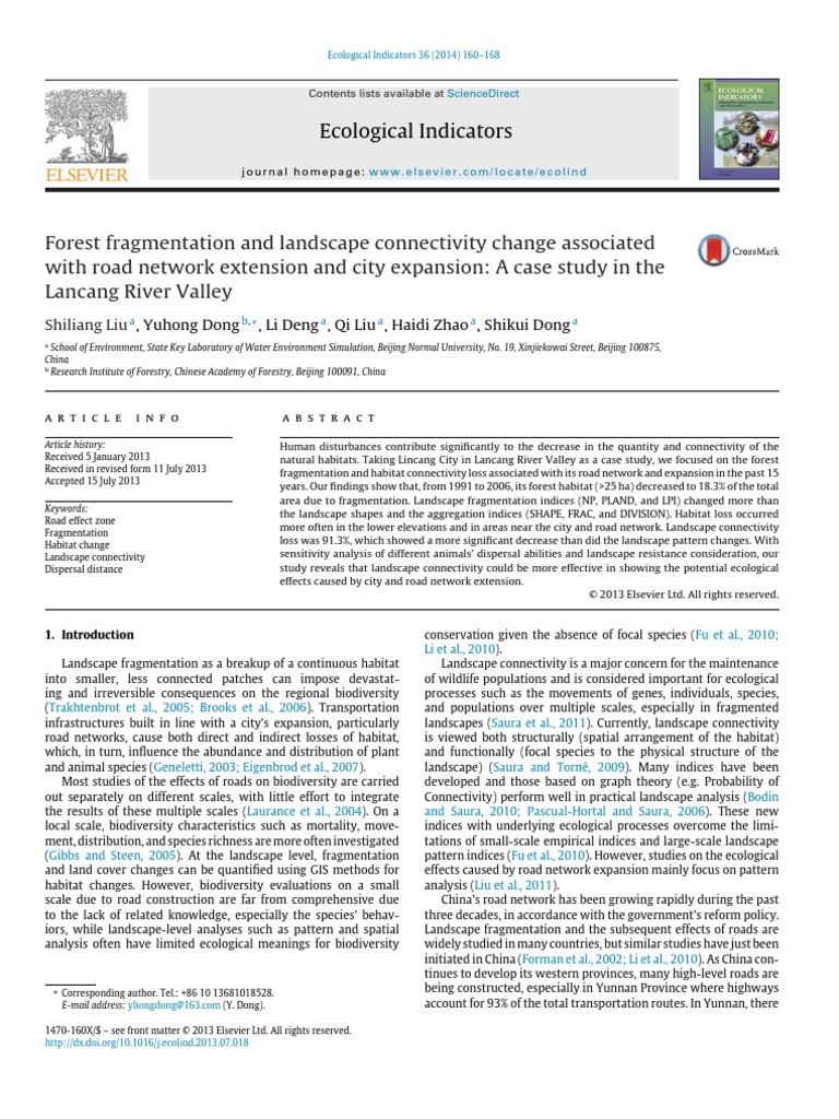 Forest Fragmentation and Landscape Connectivity Change Associated With ...