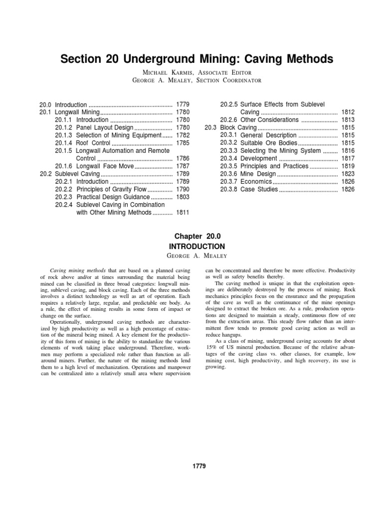Underground Mining Method Pdf Mining Economic Geology