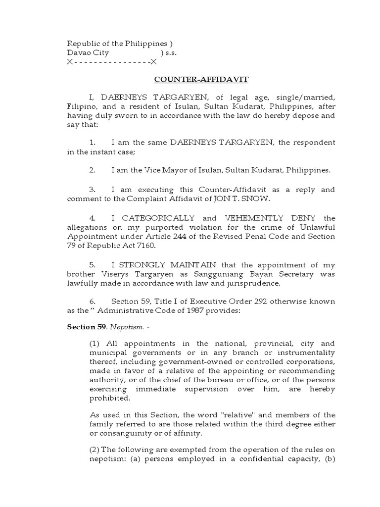 Counter Affidavit | PDF | Public Law | Common Law