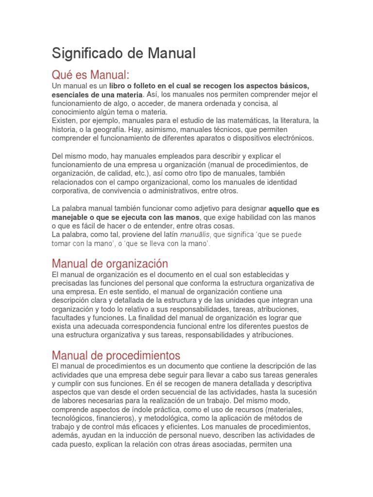 Significado de Manual | PDF | Organización internacional para la ...