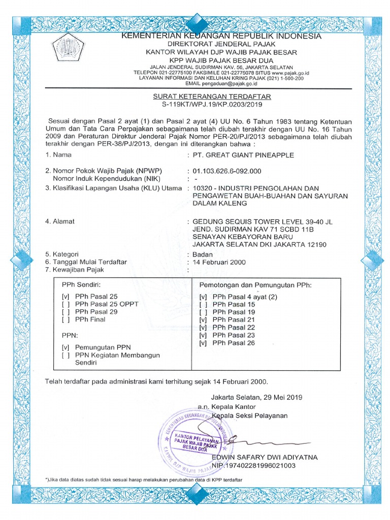 Surat Keterangan GGP - Sequis Tower PDF | PDF