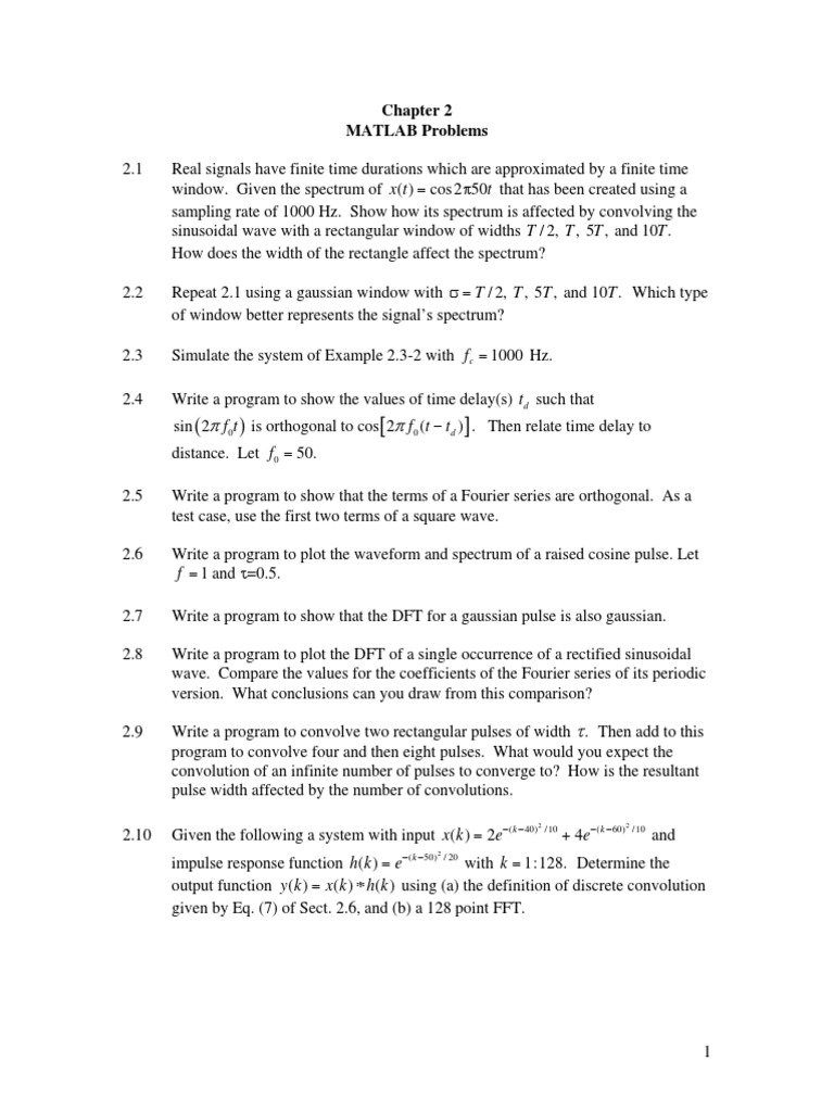 Matlab Problems PDF | PDF | Signal To Noise Ratio | Detector (Radio)