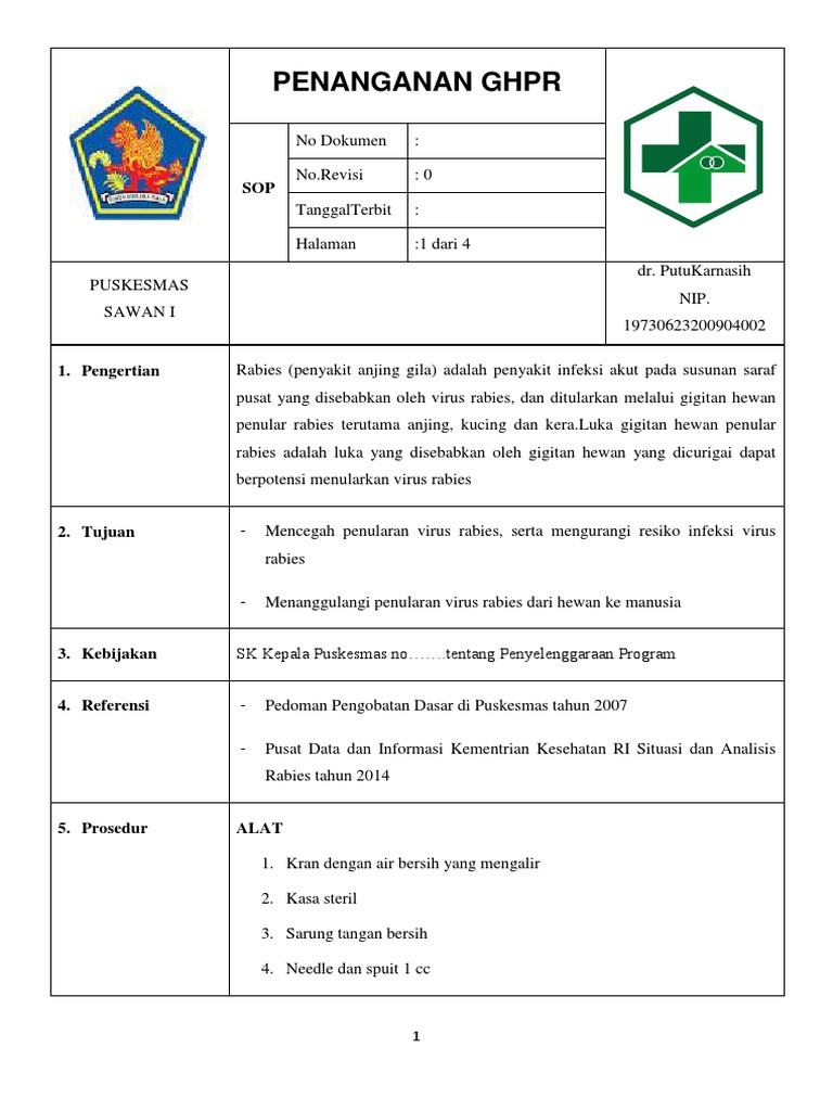 Sop Penanganan GHPR | PDF | Sains & Matematika