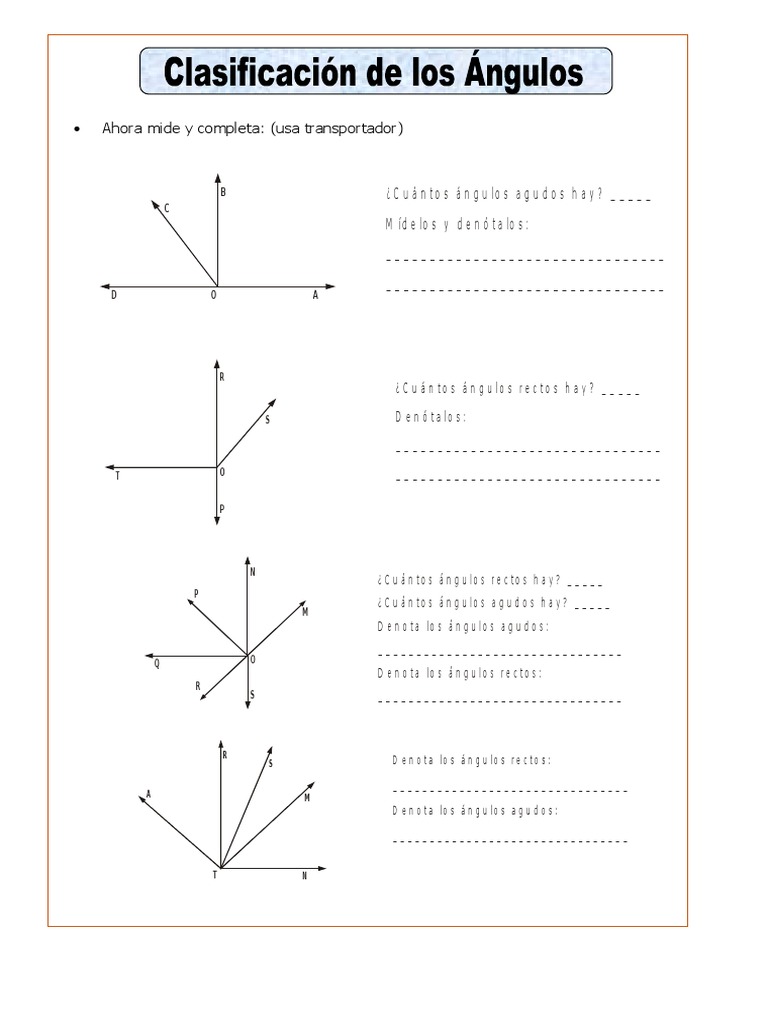 Ficha Medida y Clasificacion de Angulos | PDF