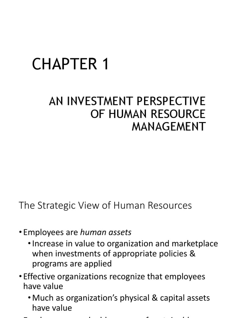 An Investment Perspective of Human Resource Management | PDF | Return ...