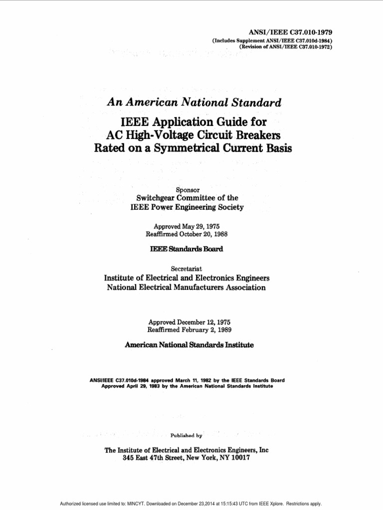 Ansi Ieee C37 010 1979 PDF | PDF | High Voltage | Alternating Current