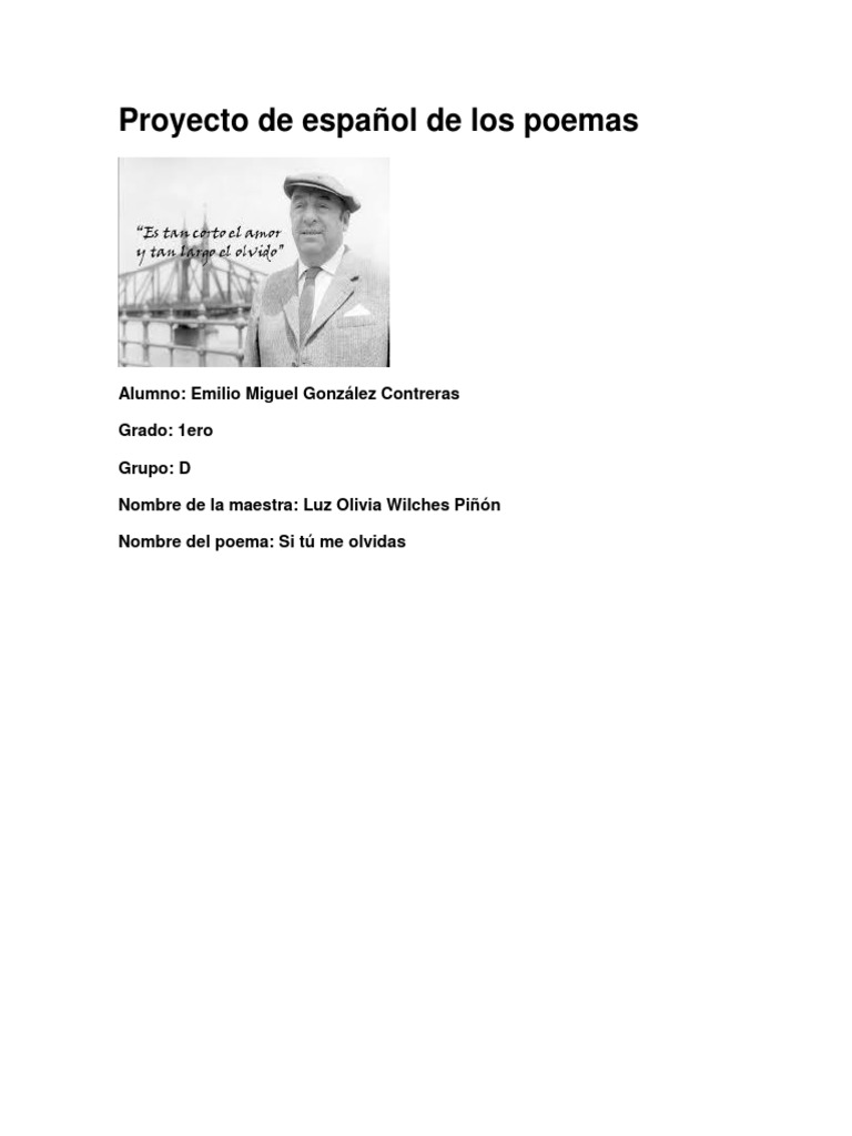 Proyecto de Español de Los Poemas PDF | PDF | Poesía | Amor