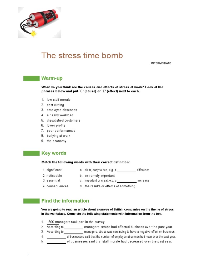 Lesson Plan - Stress | PDF | Occupational Stress | Employment
