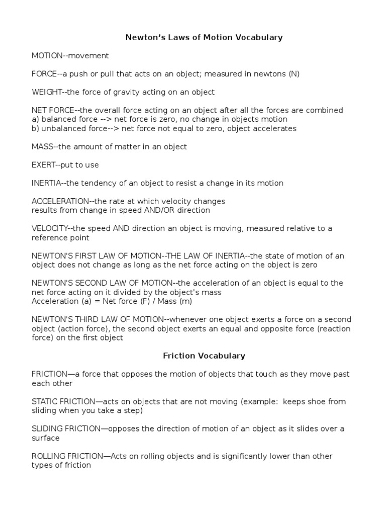 All Physics Vocab | PDF | Force | Friction