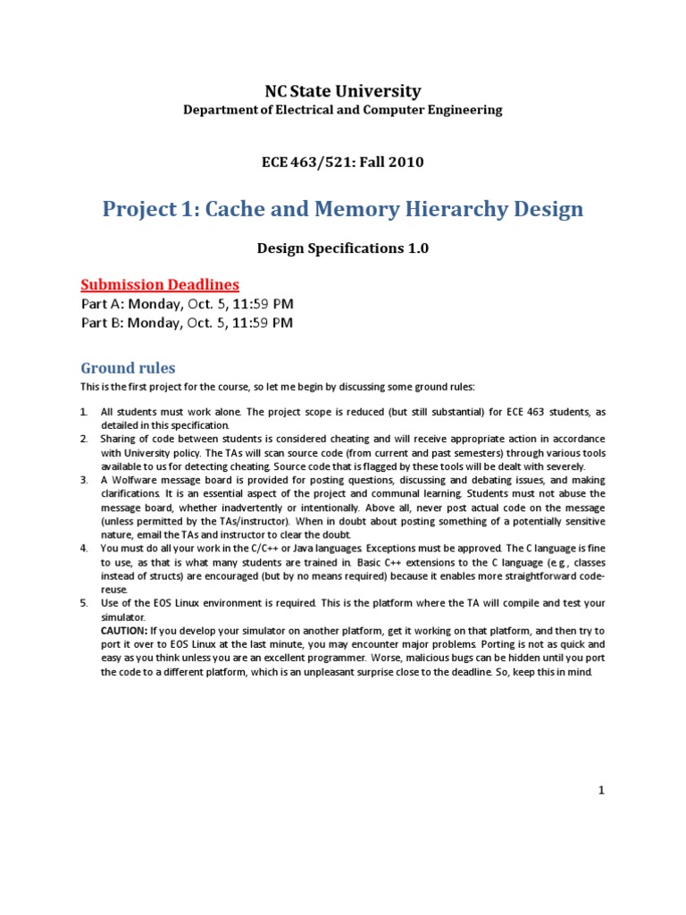 prj1 Specs2010 | PDF | Cpu Cache | Cache (Computing)