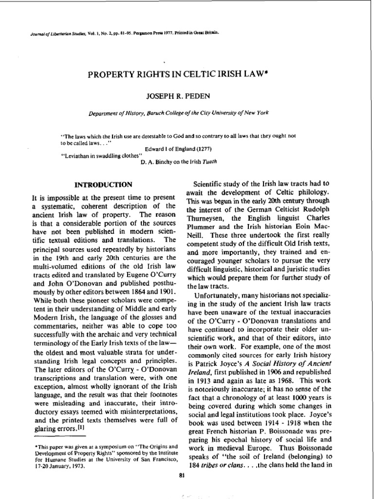 Property Rights in Celtic Irish Law | PDF