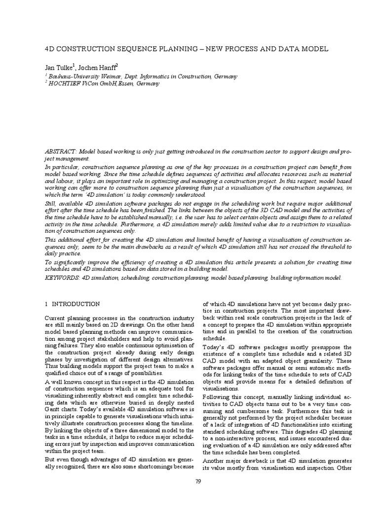 4D Construction Sequence Planning - New Process and Data Model PDF ...