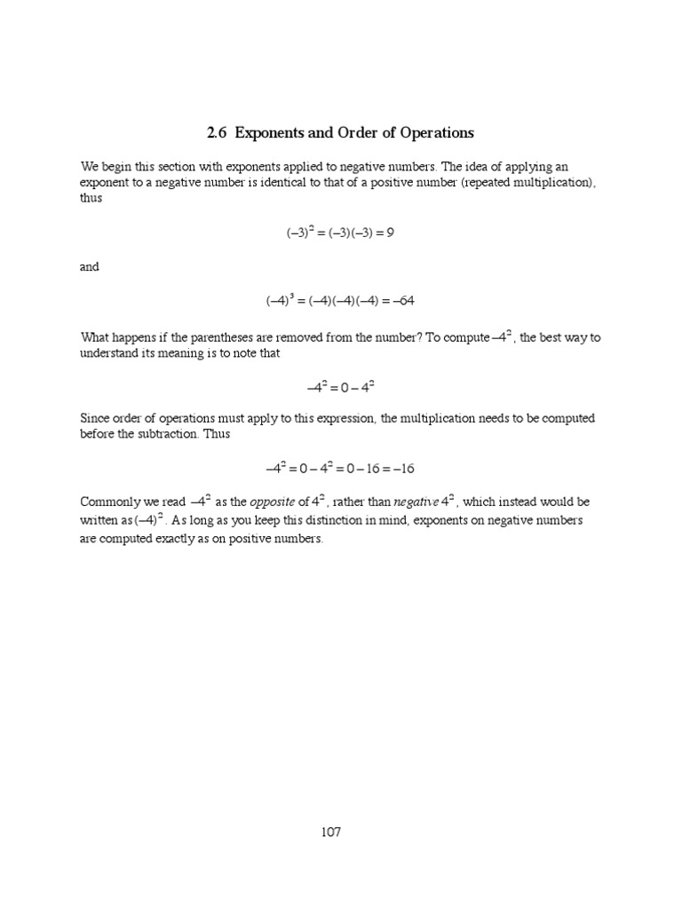 2.6 - Exponents and Order of Operations PDF | PDF | Exponentiation ...