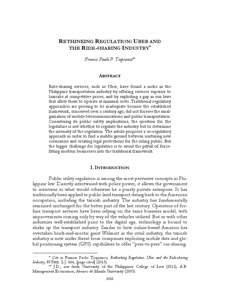 Rethinking Regulation Uber and The Ride PDF | PDF | Taxicab | Common ...
