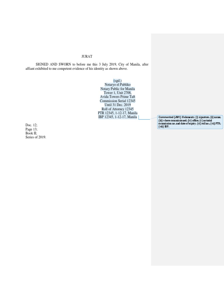 Notary Public Jurat Example 2019 | PDF