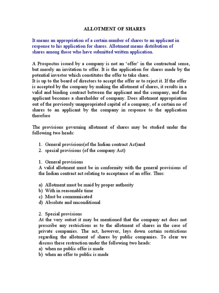 Allotment of Shares | PDF | Preferred Stock | Stocks