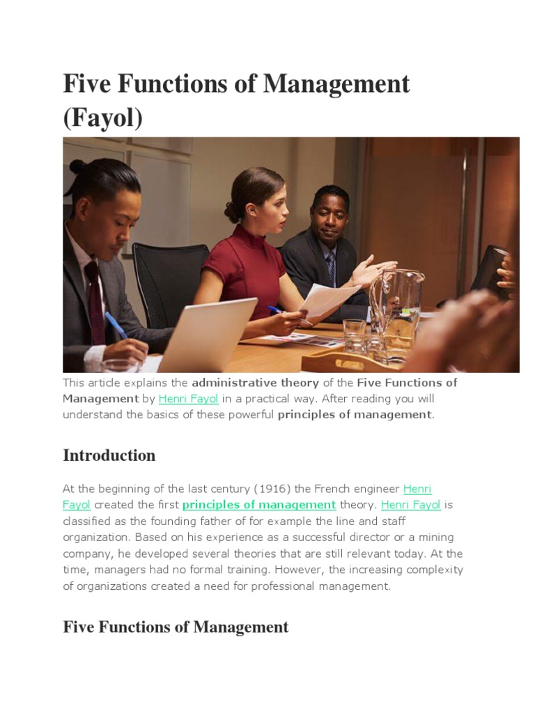 Five Functions of Management | PDF | Leadership | Motivation