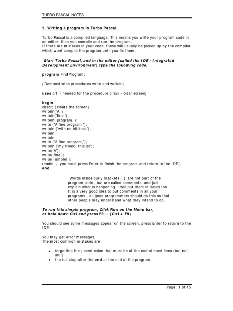 Pascal Notes Parameter Computer Programming Subroutine 6139