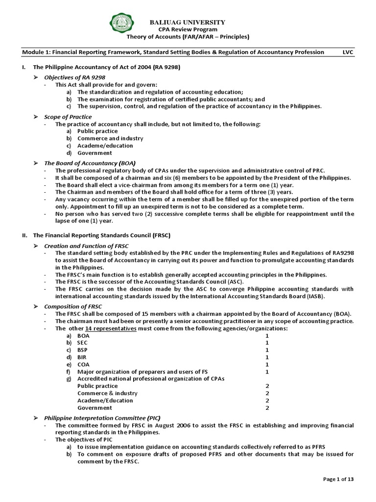 Module 1 - Framework and Regulation | PDF | Historical Cost | Financial ...