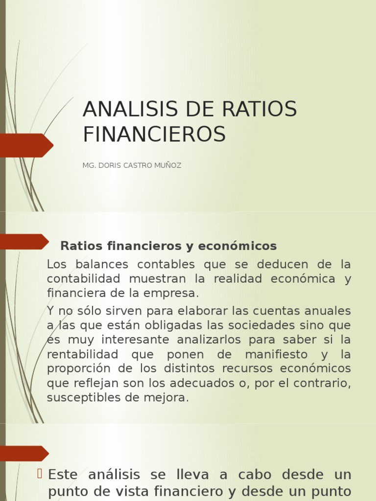 Análisis de Ratios Financieros y Económicos | PDF | Ratio financiero ...