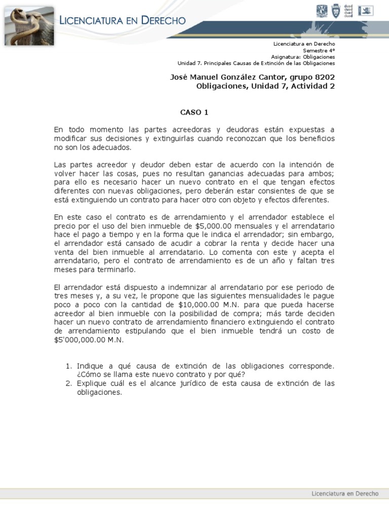 Caso Práctico de Una Novación Civil | PDF | Alquiler | Economias