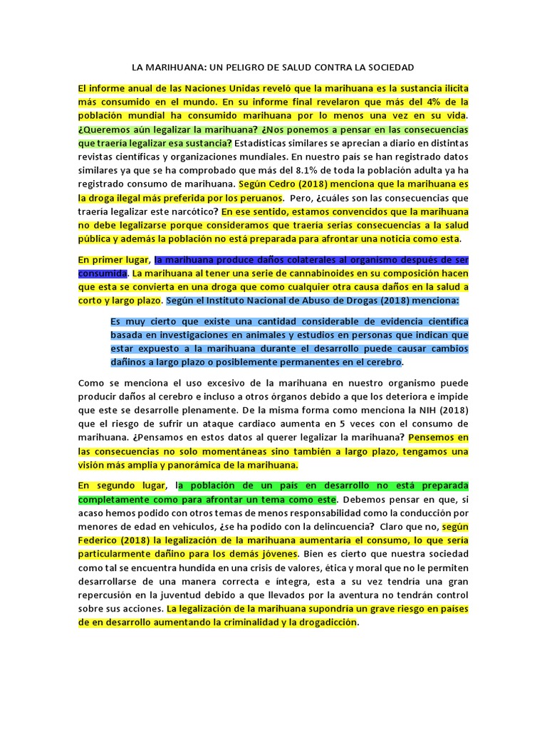 Ensayo Anthony Valle Quinde PDF | PDF | Cannabis (Droga) | Drogas