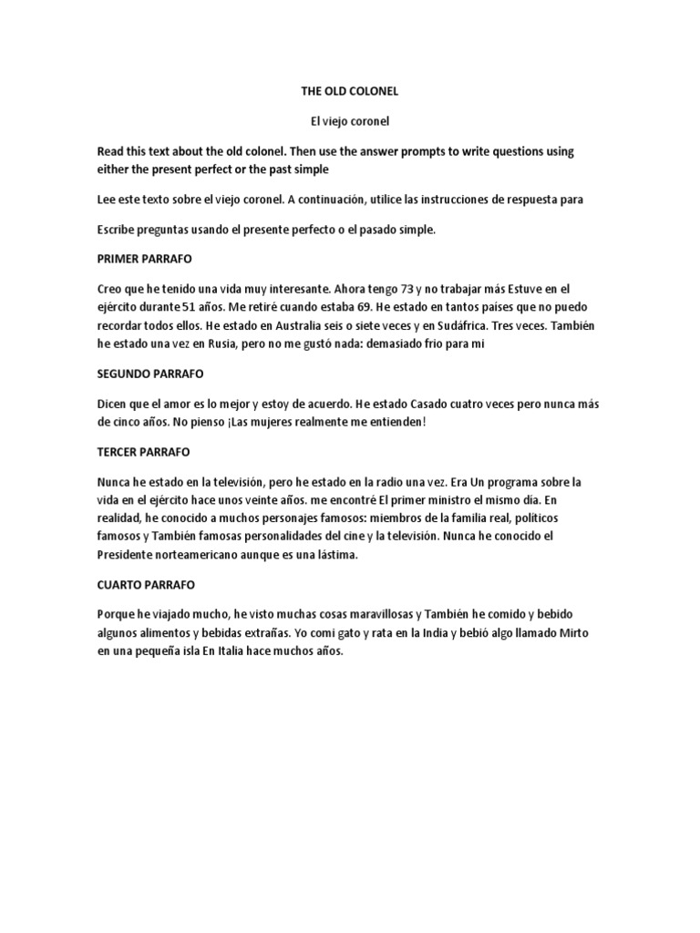 THE OLD COLONEL Traduccion | PDF