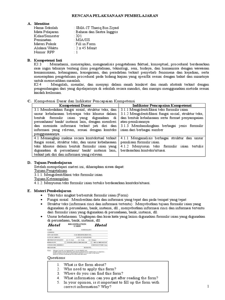 RPP Fill in Form | PDF