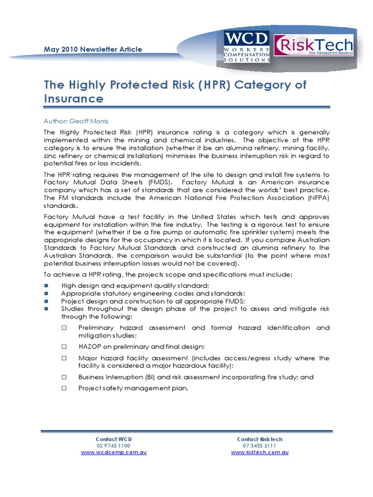 Highly Protected Risk Insurance Overview | PDF | Safety | Prevention