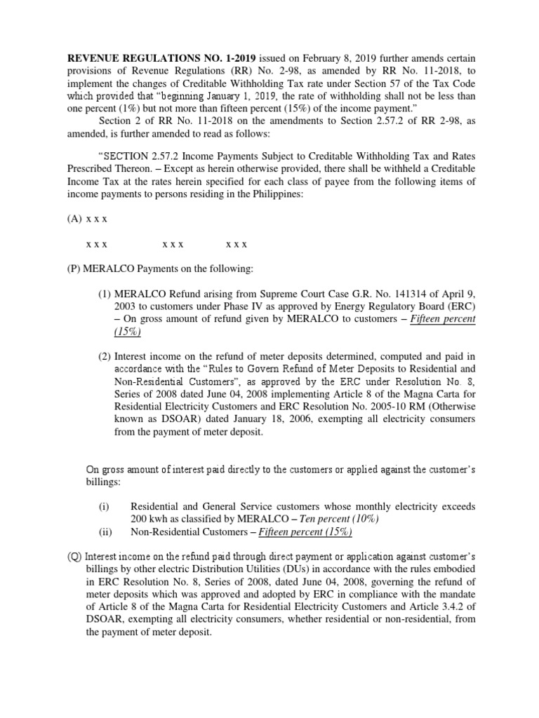 Rr 1 2019 Pdf Pdf Withholding Tax Public Finance