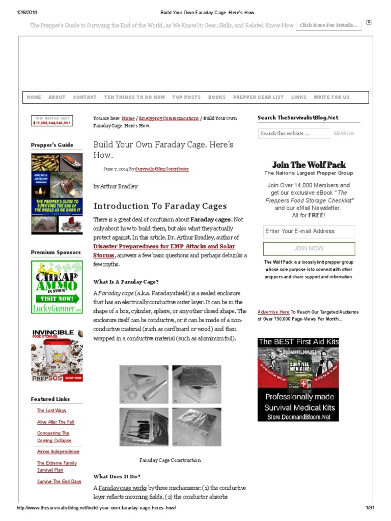 Build Your Own Faraday Cage PDF | PDF | Survivalism | Electrical Conductor