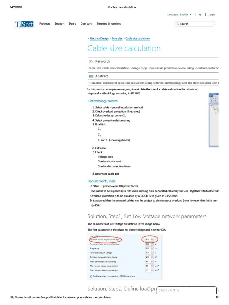 Cable Size Calculation PDF | PDF | Power Supply | Fuse (Electrical)