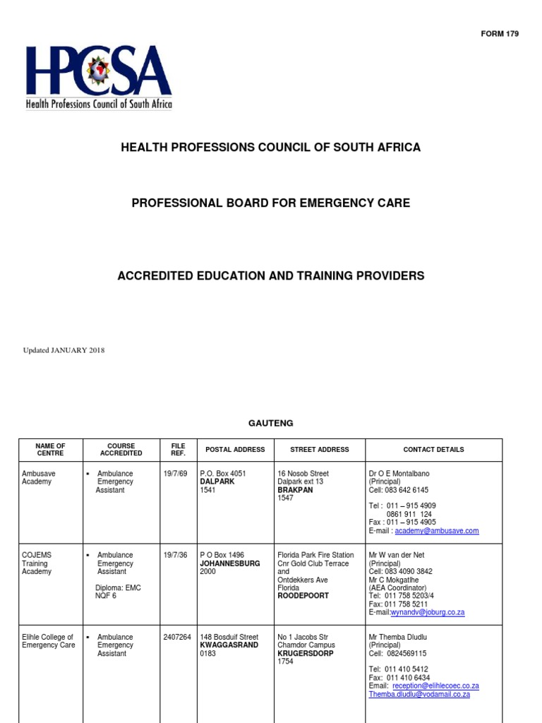 Hpcsa Accredited Schools PDF | PDF | Vocational Education | Public Services