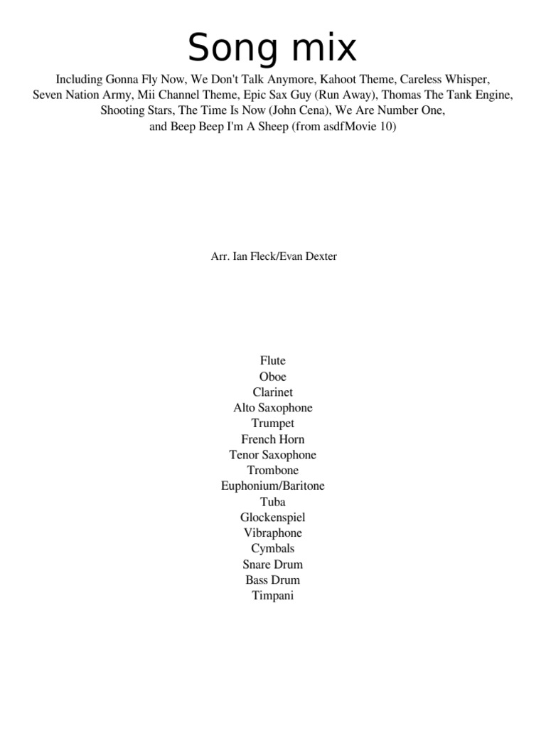 Song Mix-Parts PDF | PDF | Brass Instruments | Aerophones