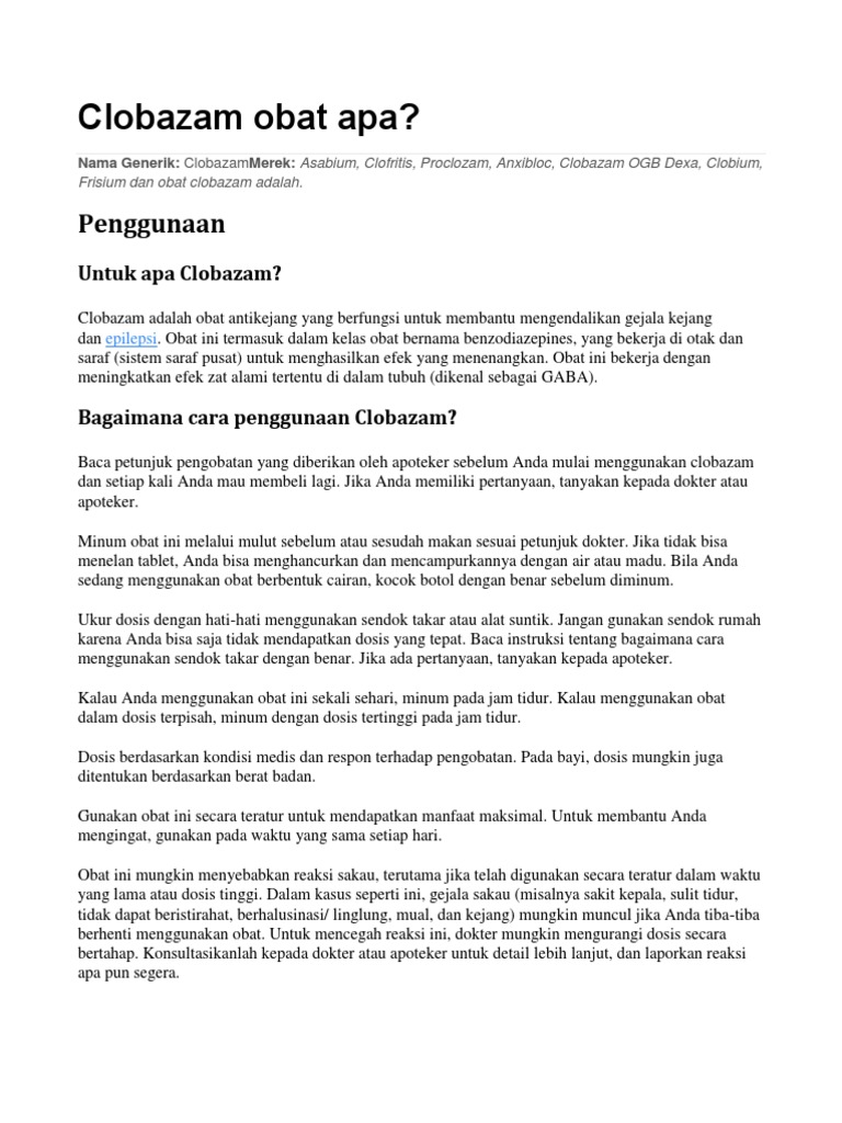 Clobazam Obat Apa | PDF