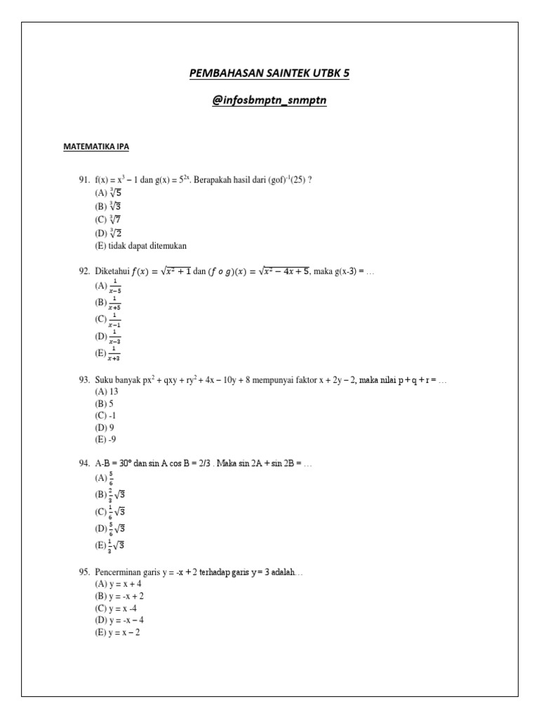 Pembahasan Saintek Utbk 5 PDF | PDF