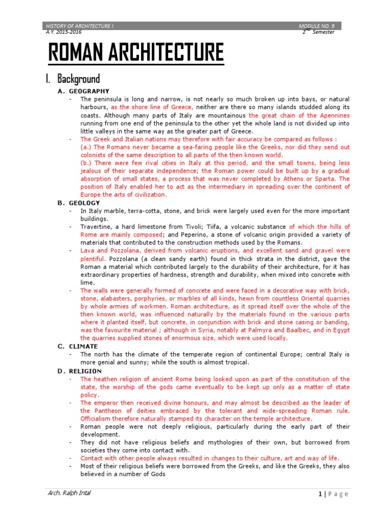 Key Features of Roman Architecture | PDF | Vault (Architecture ...