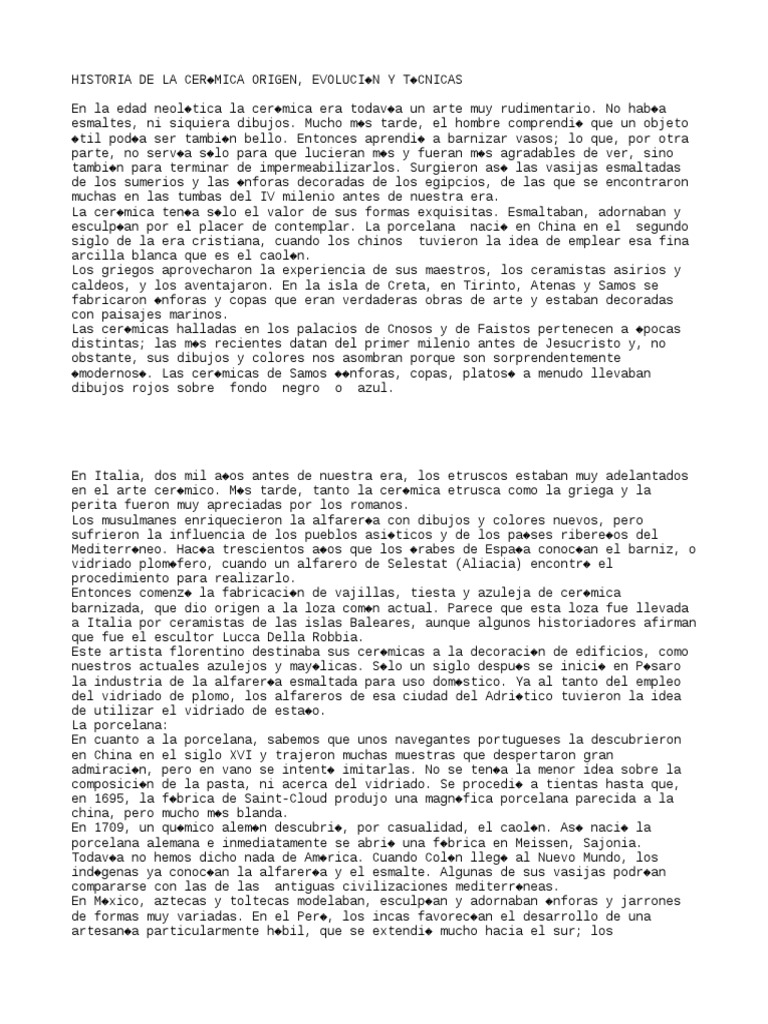 Historia De La Ceramica Pdf Porcelana Arcilla