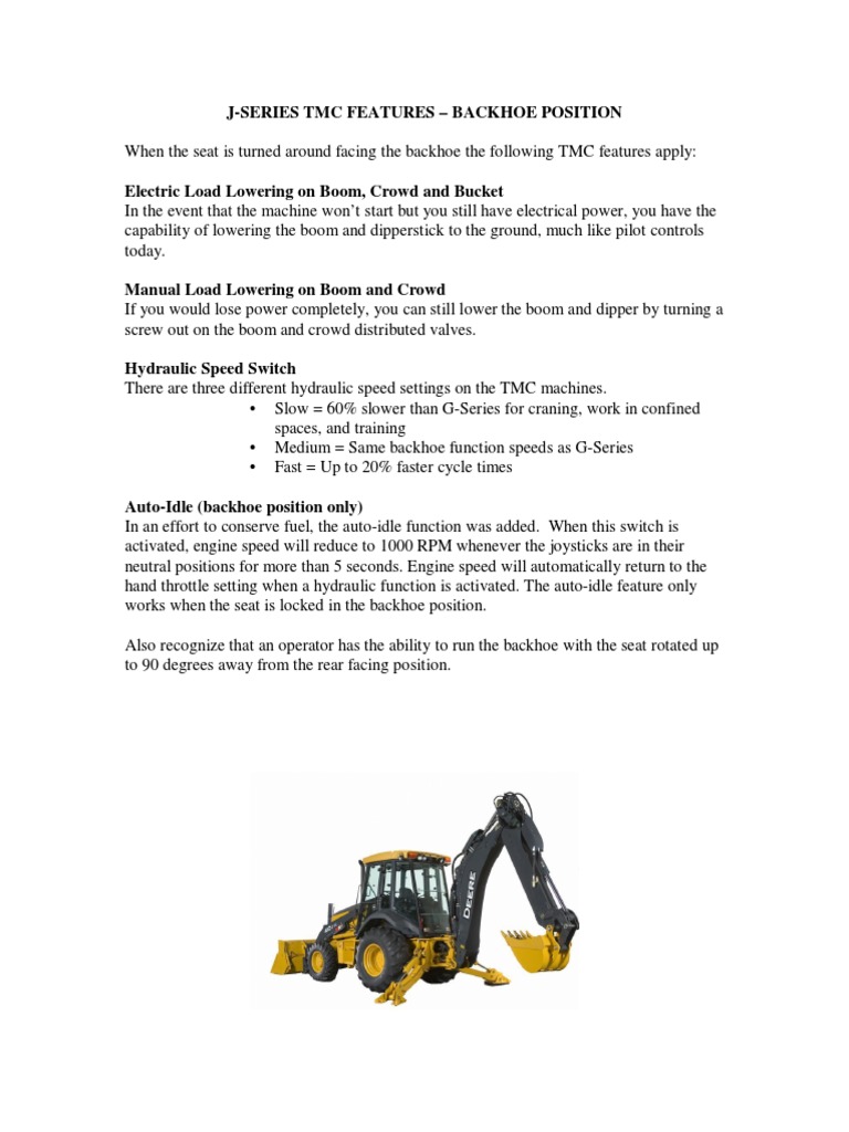 TMC Features Backhoe Positions PDF | PDF | Home & Garden | Technology ...