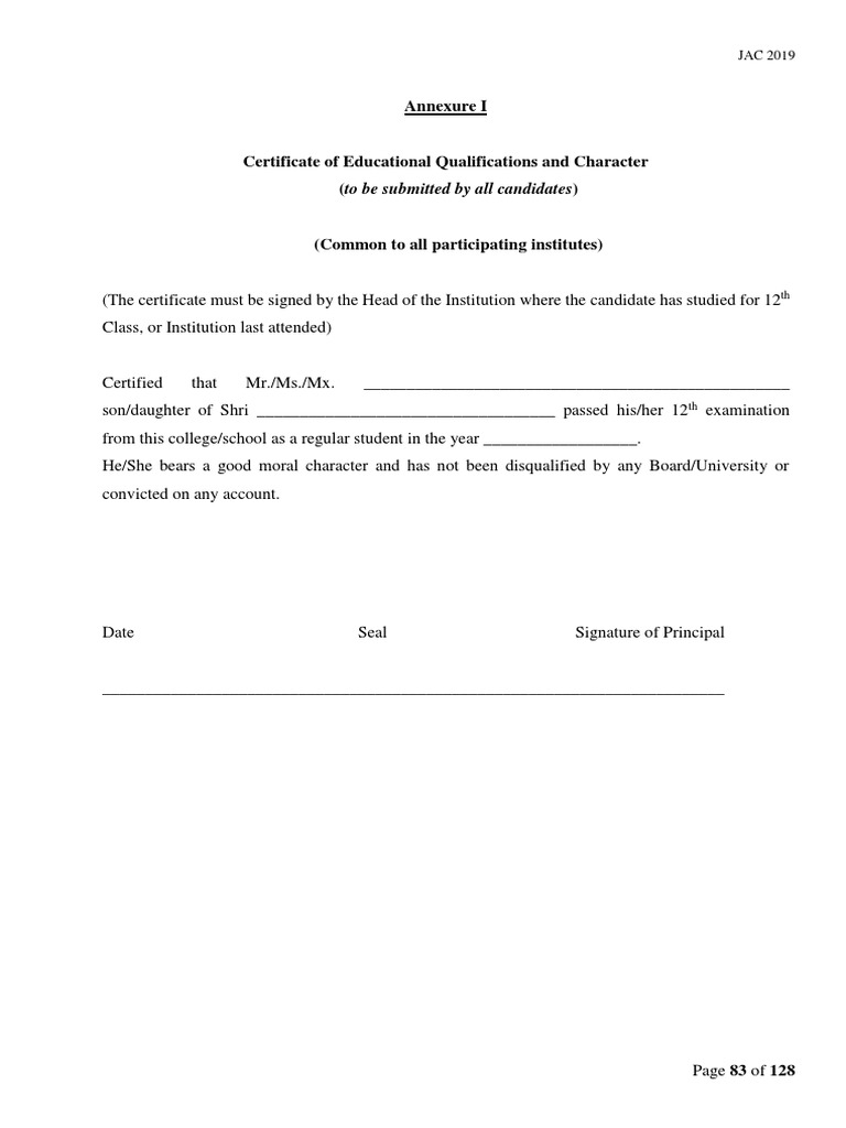 Character Certificate PDF | PDF
