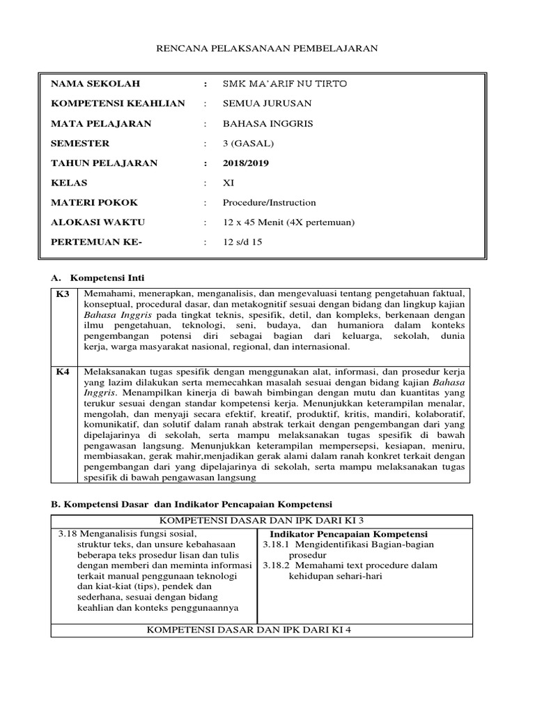 RPP Text Procedure | PDF