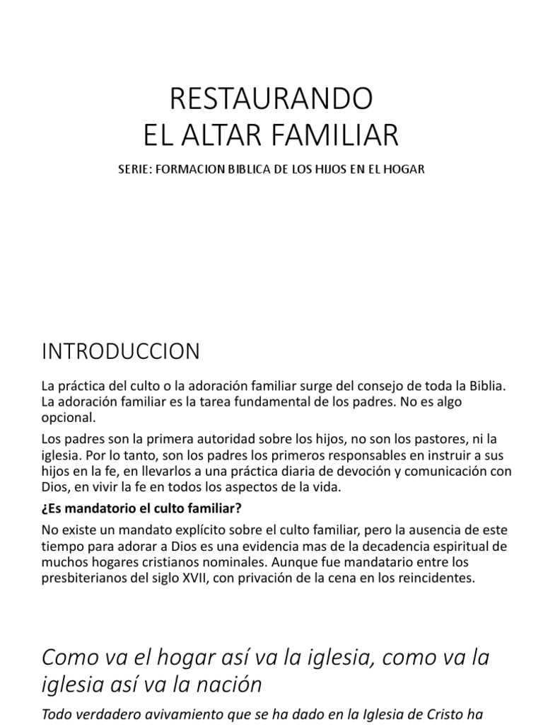 Restaurando El Altar Familiar | PDF | Oración | Biblia