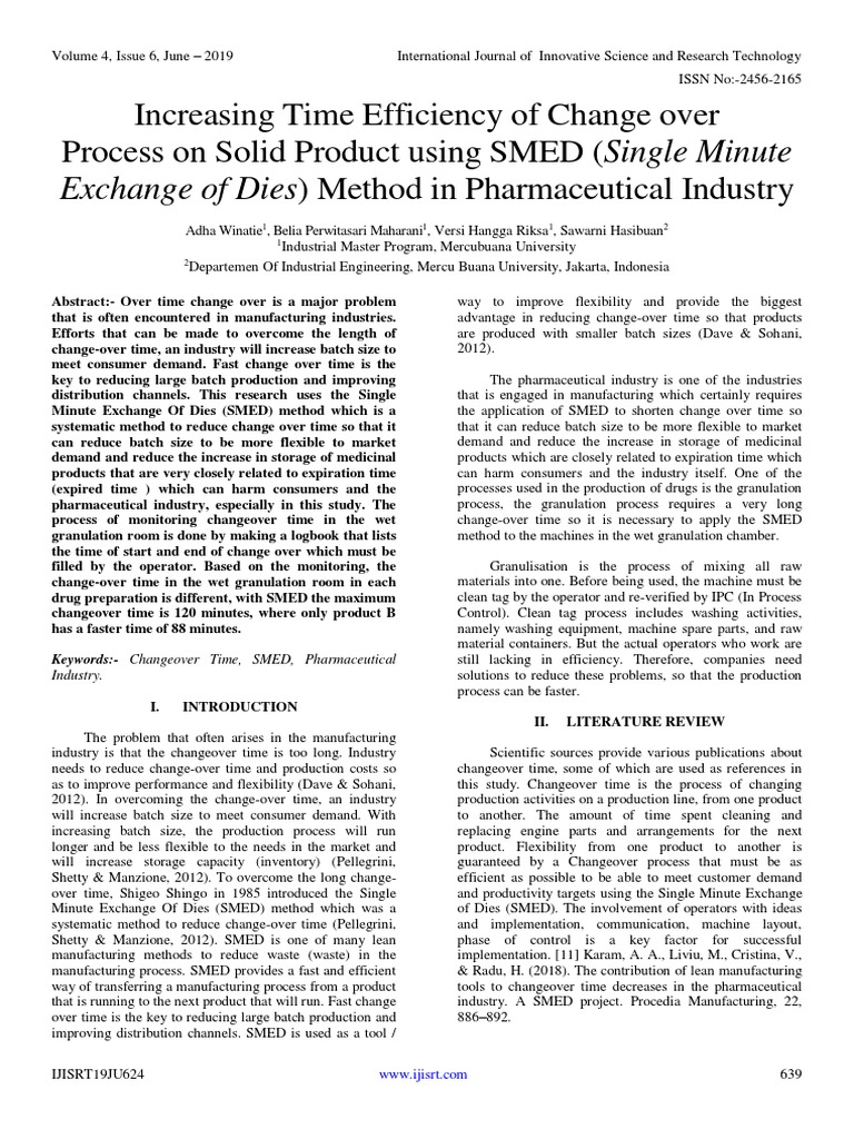 Increasing Time Efficiency of Change Over Process On Solid Product ...