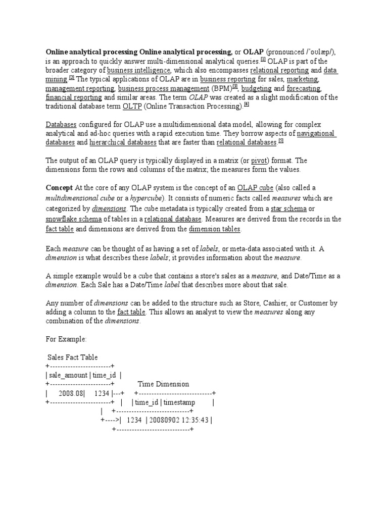 Online Analytical Processing | PDF | Database Transaction | Data Warehouse