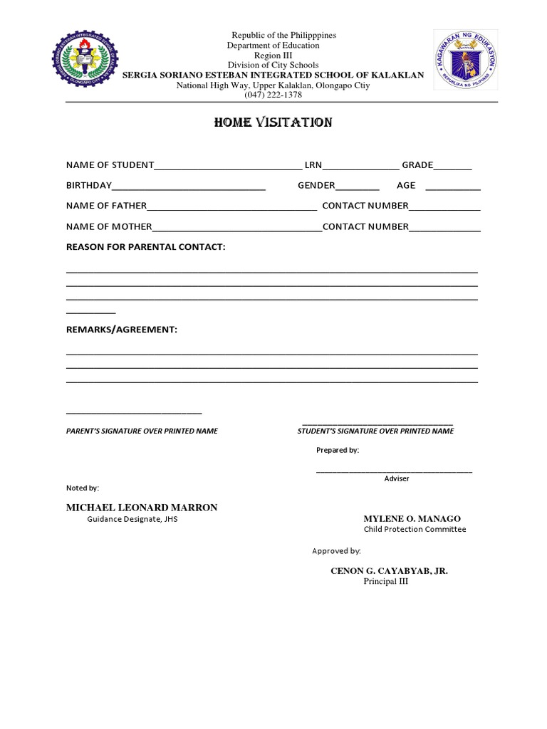 Home Visitaion Form | PDF